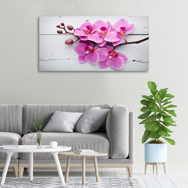 ModernMoments Orchidee auf Holz - Kunstdrucke auf Leinwand - Wrapped Canvas | Wayfair.de